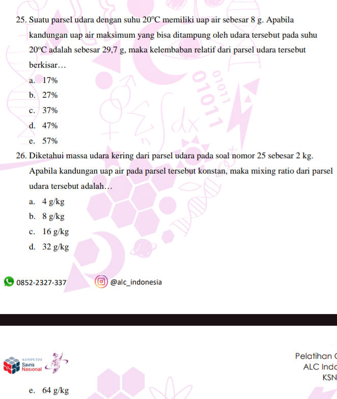 25. Suatu parsel udara dengan suhu 20°C | StudyX