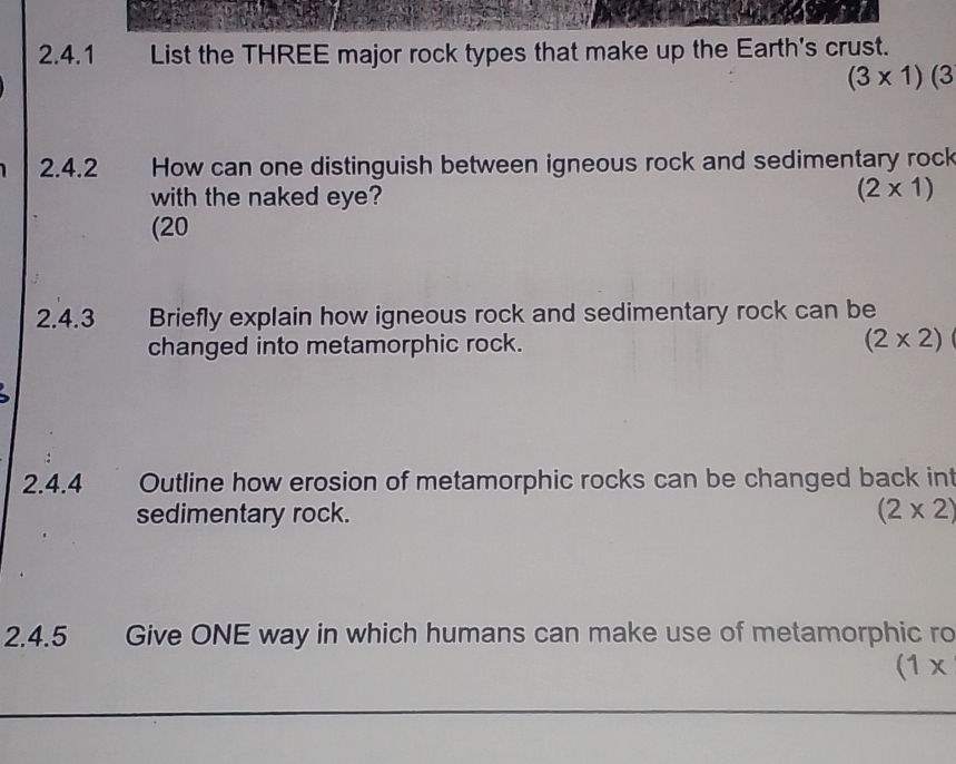2.4.1 List the THREE major rock types that | StudyX