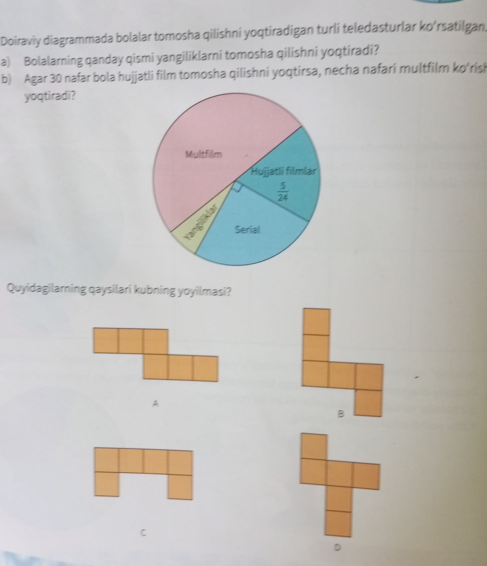 Doiraviy diagrammada bolalar tomosha | StudyX