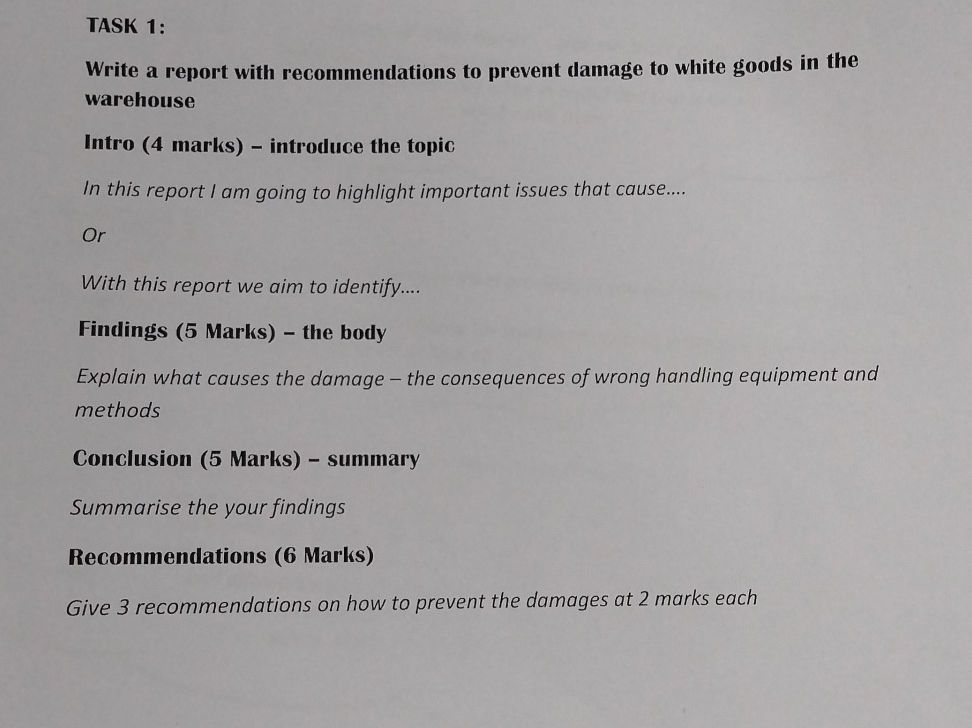 TASK 1: Write a report with recommendations | StudyX