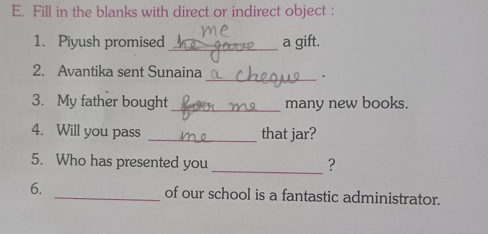 E. Fill in the blanks with direct or | StudyX