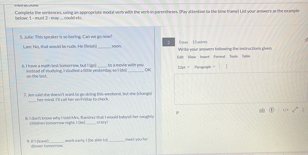 Complete the sentences, using an appropriate | StudyX