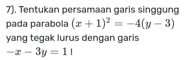 7). Tentukan persamaan garis singgung pada | StudyX