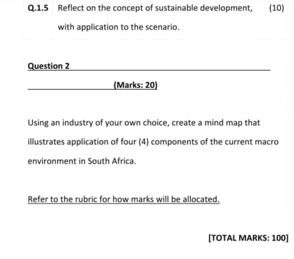 Q.1.5 Reflect on the concept of sustainable | StudyX