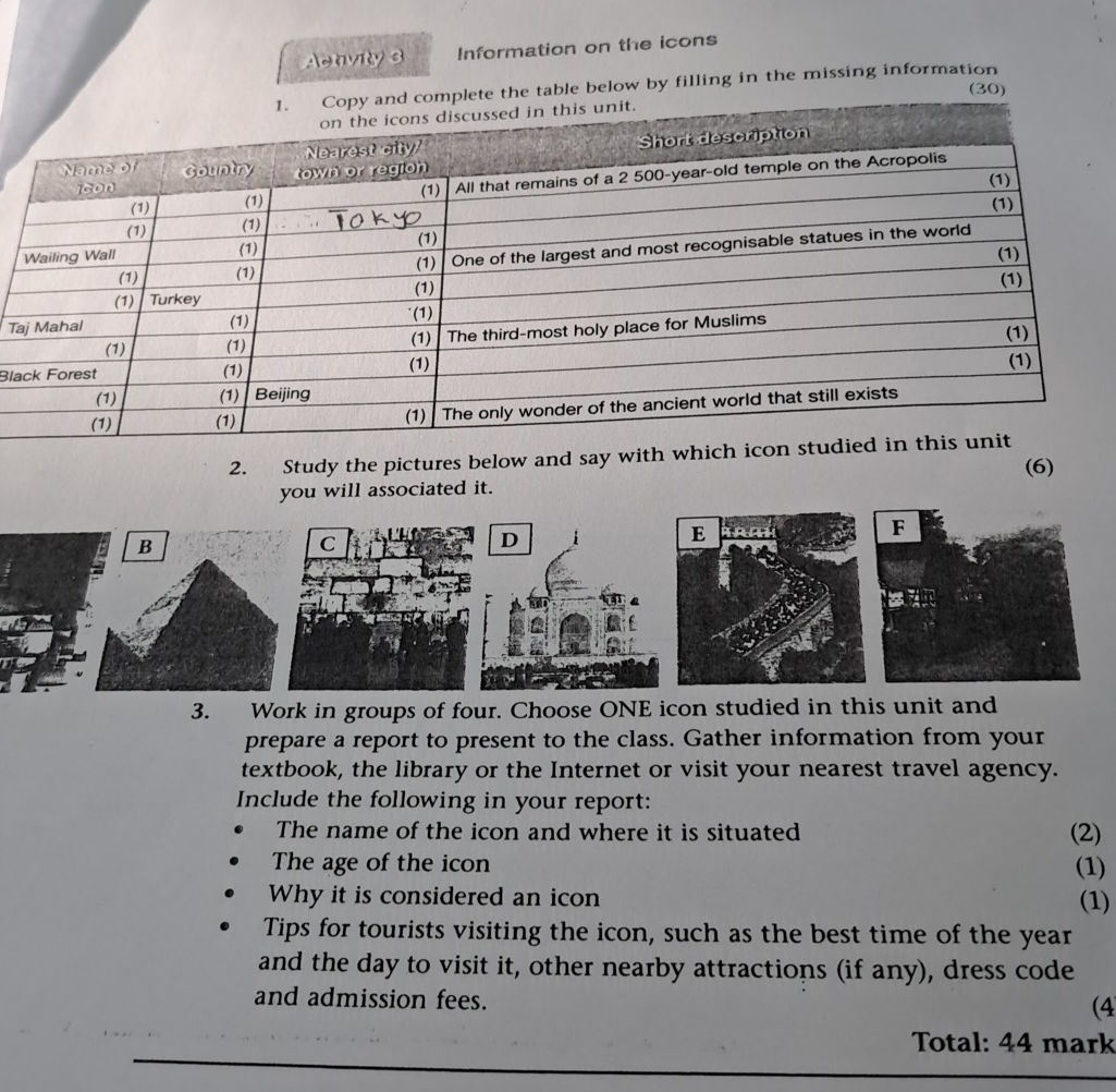 1. Copy and complete the table below by | StudyX