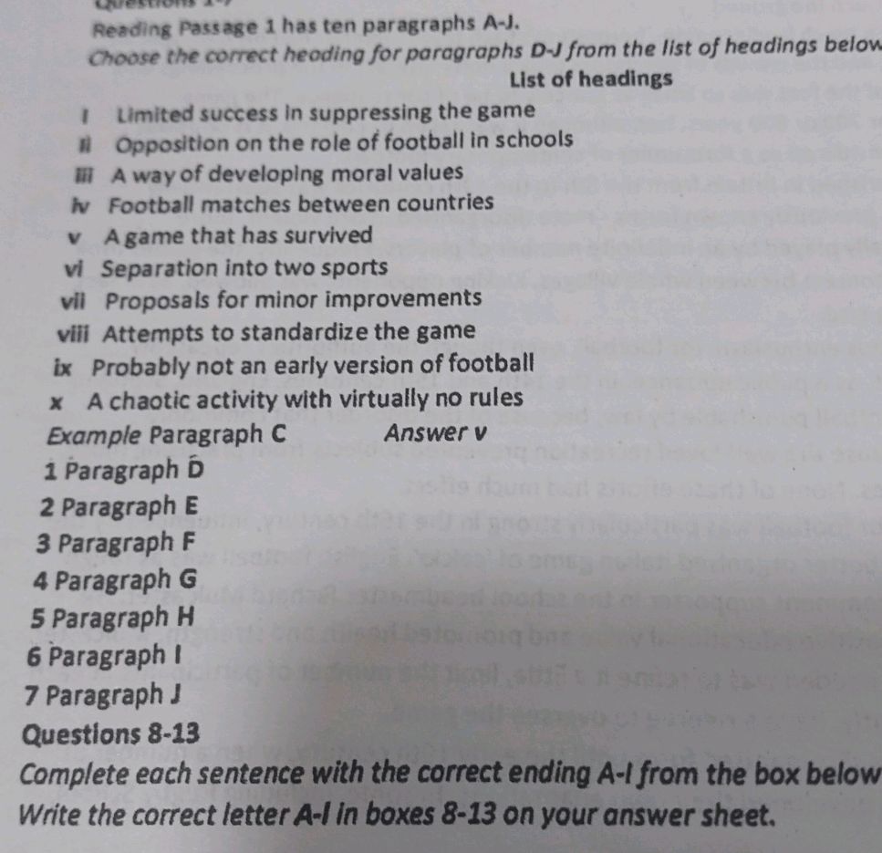 Reading Passage 1 has ten paragraphs A-J. | StudyX