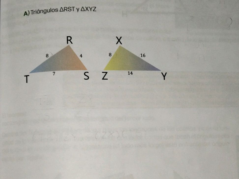A) Triángulos $ RST$ y $ XYZ$ There are | StudyX