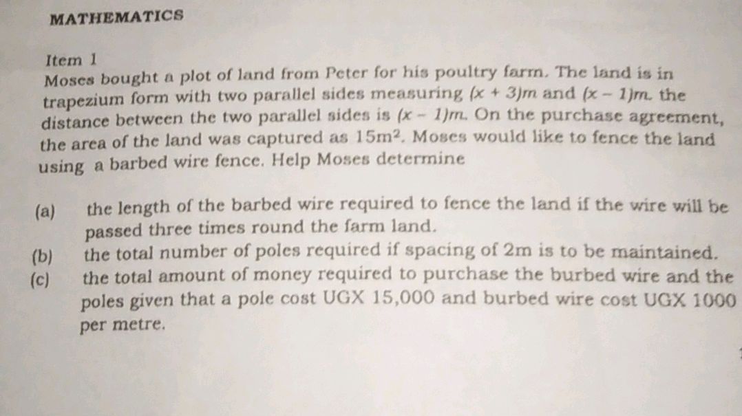 Item 1 Moses bought a plot of land from | StudyX