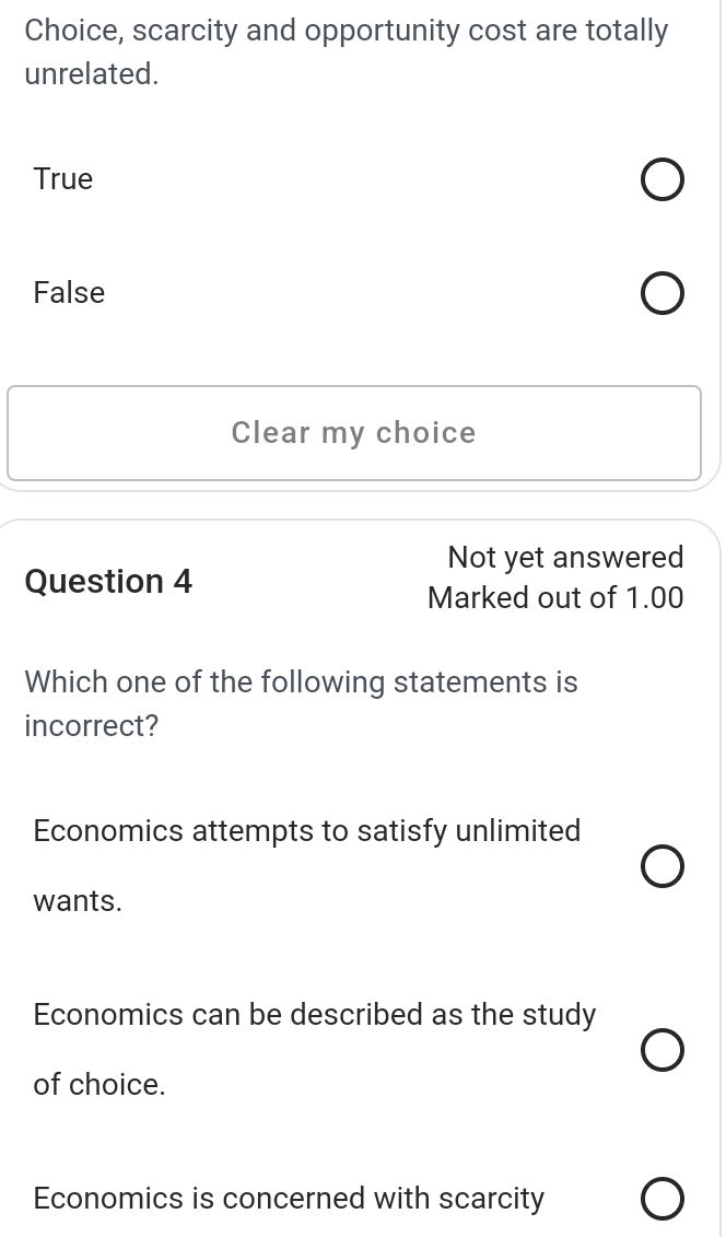 Choice, scarcity and opportunity cost are | StudyX