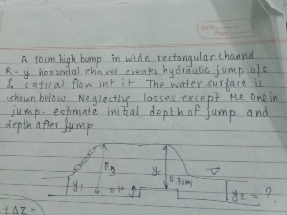 A 10cm high bump in wide rectangular channel | StudyX