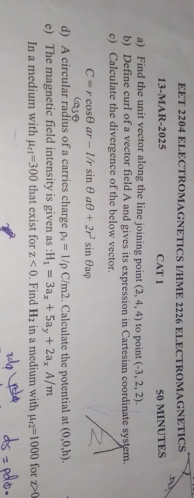 a) Find the unit vector along the line | StudyX