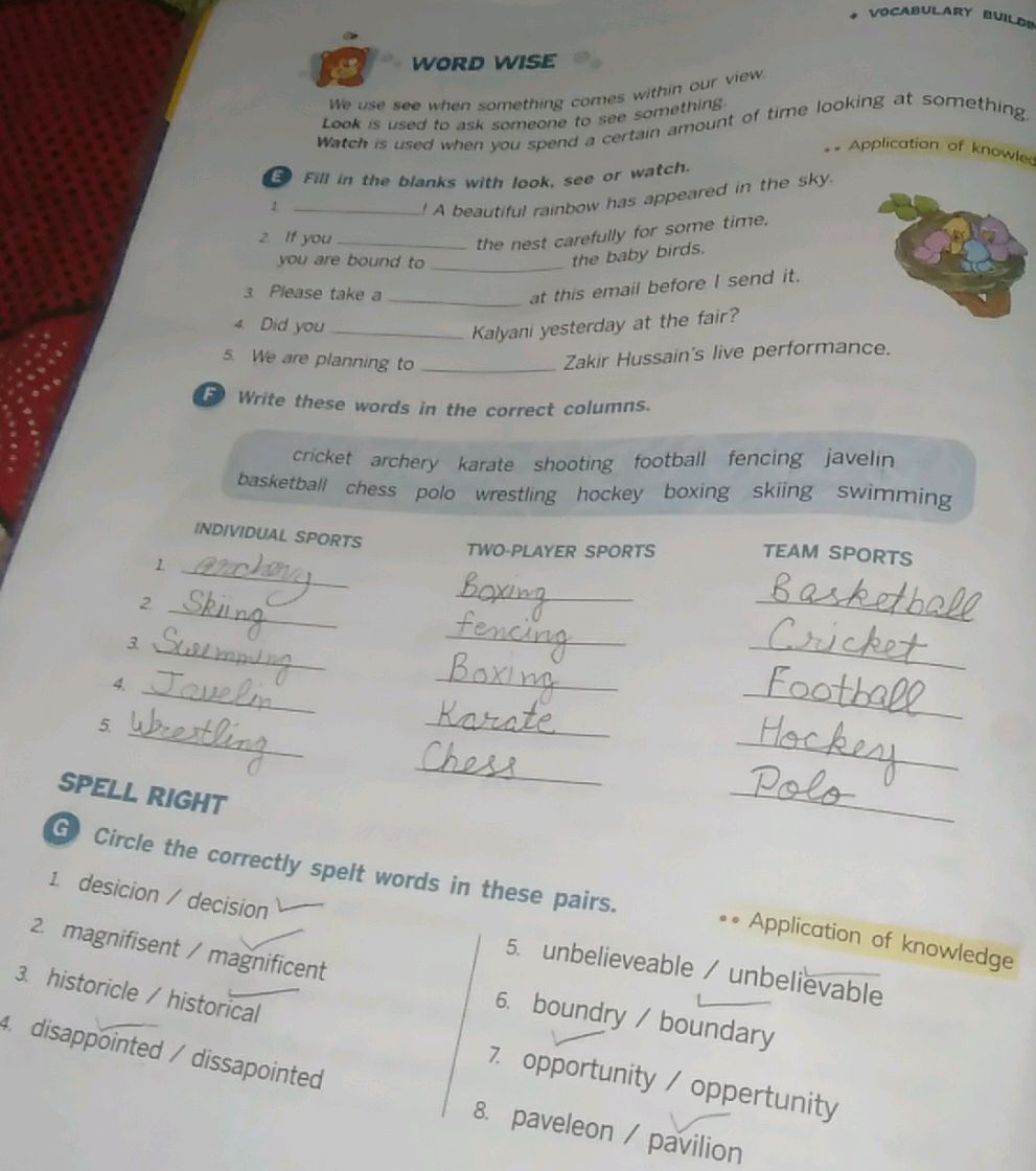 E Fill in the blanks with look, see or | StudyX