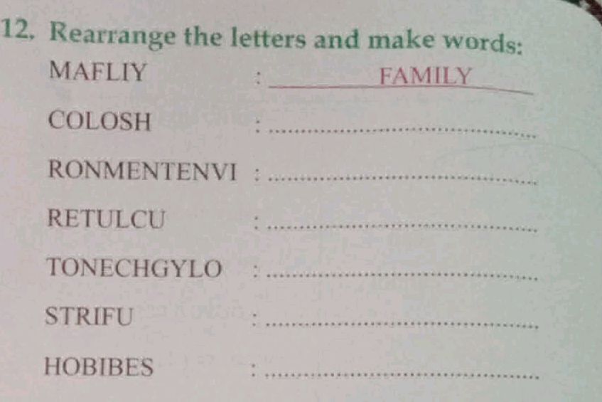 12. Rearrange the letters and make words: | StudyX