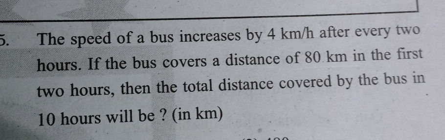 The speed of a bus increases by 4 km/h after | StudyX