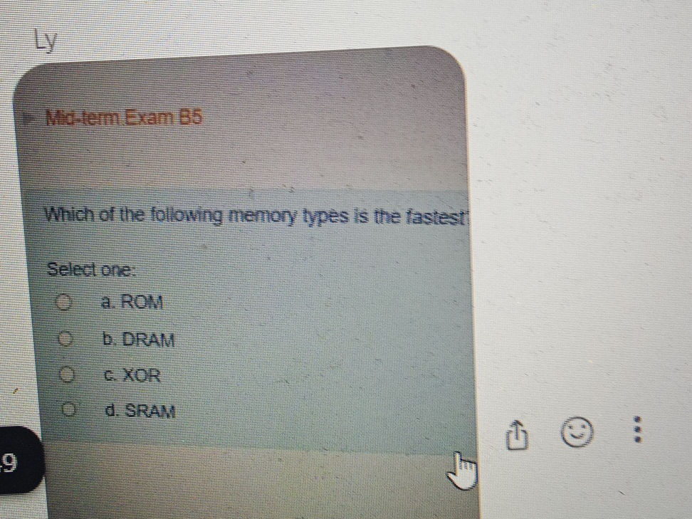 Which of the following memory types is the | StudyX