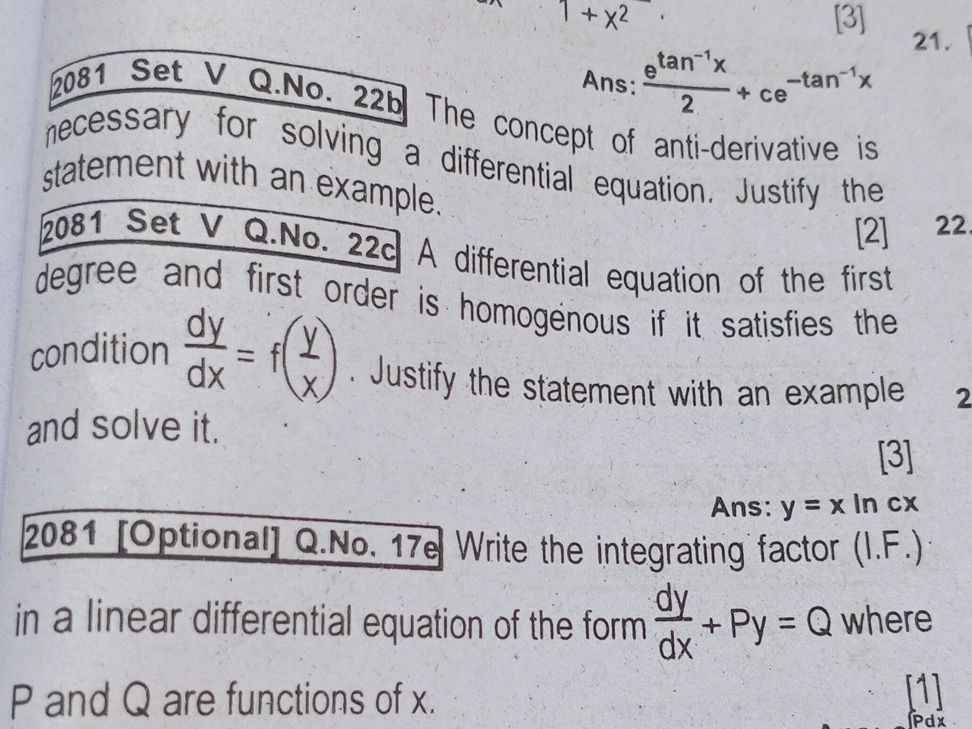 Q.No. 22b The concept of anti-derivative is | StudyX
