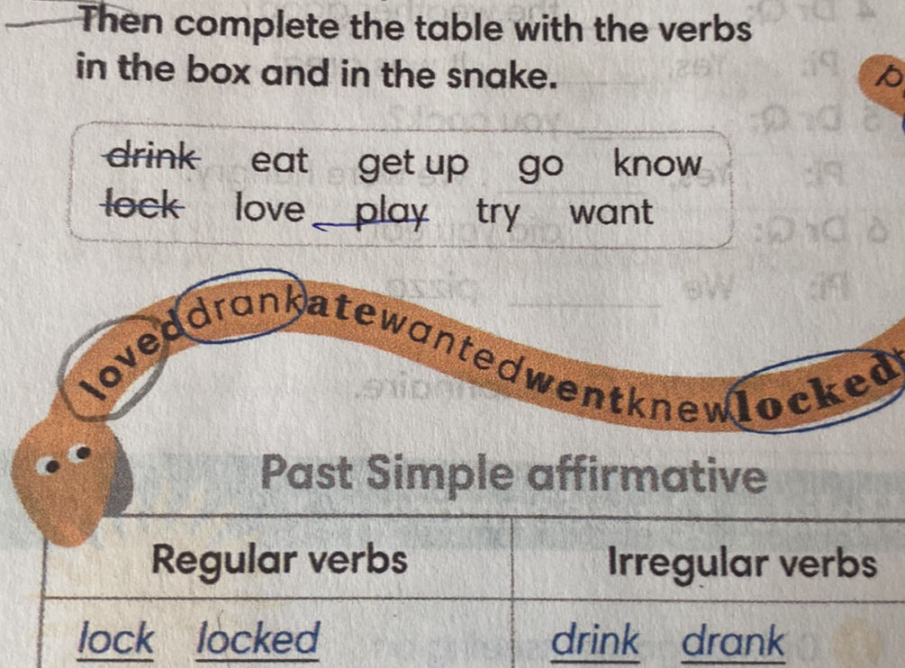 Then complete the table with the verbs in | StudyX
