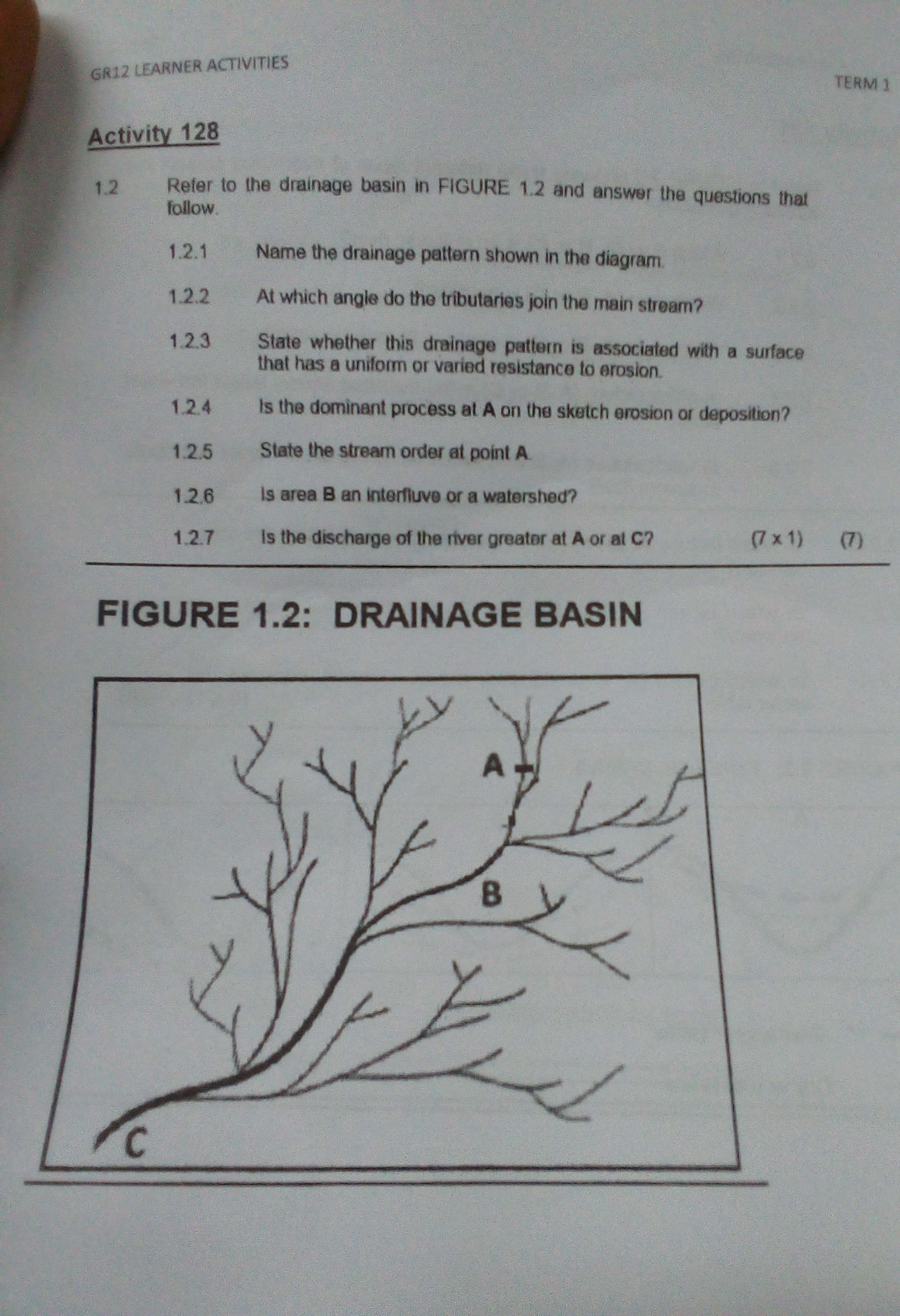 1. Refer to the drainage basin in FIGURE | StudyX