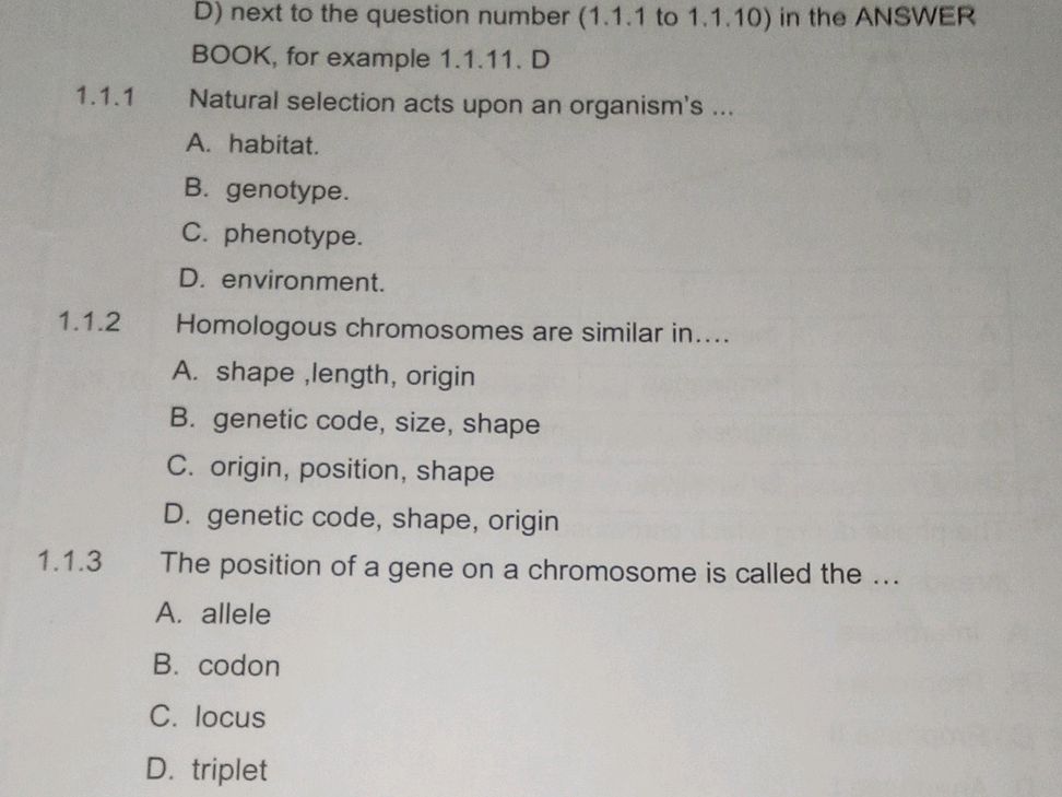 1.1.1 Natural selection acts upon an | StudyX
