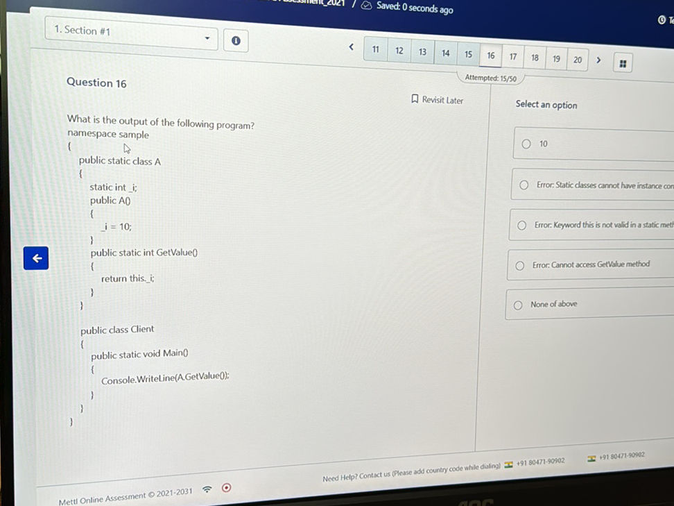 What is the output of the following program? | StudyX