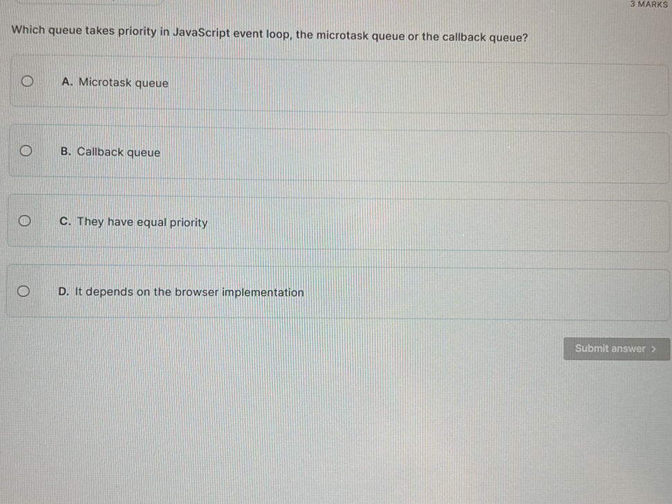 Which queue takes priority in JavaScript | StudyX