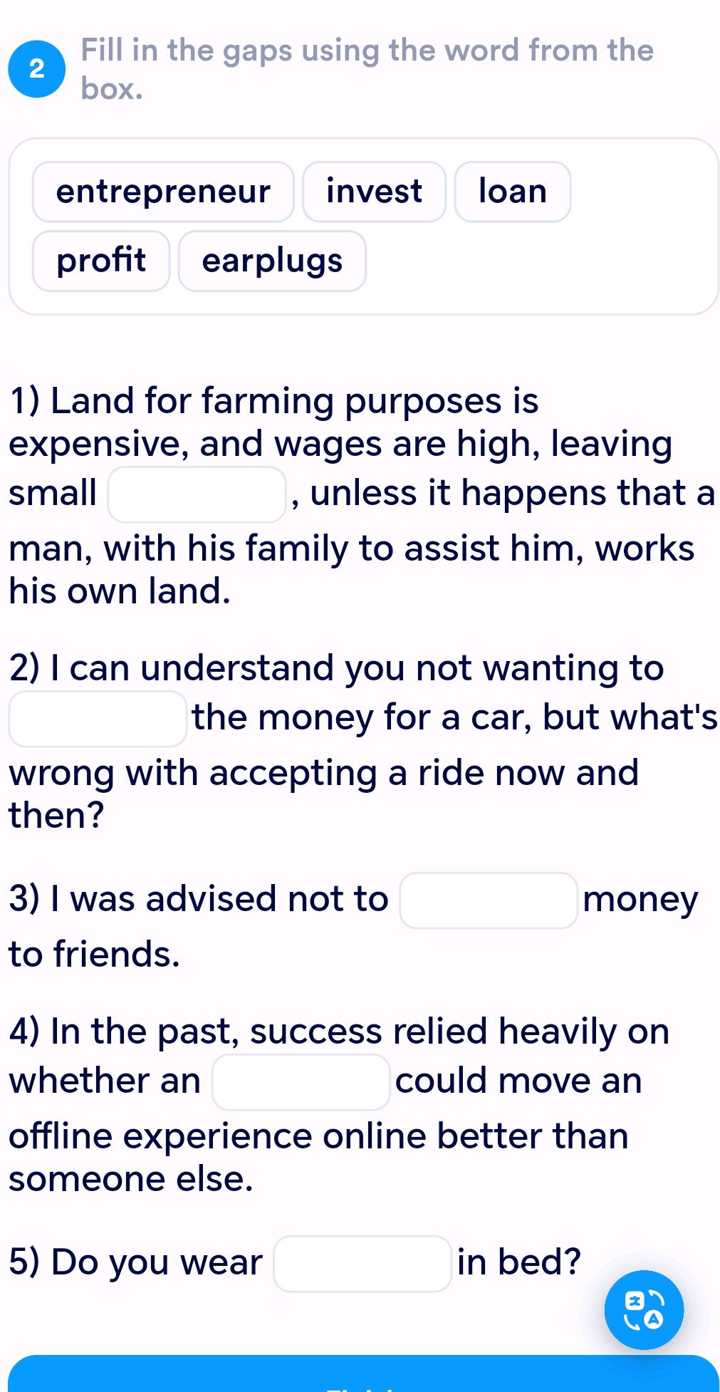 Fill in the gaps using the word from the | StudyX