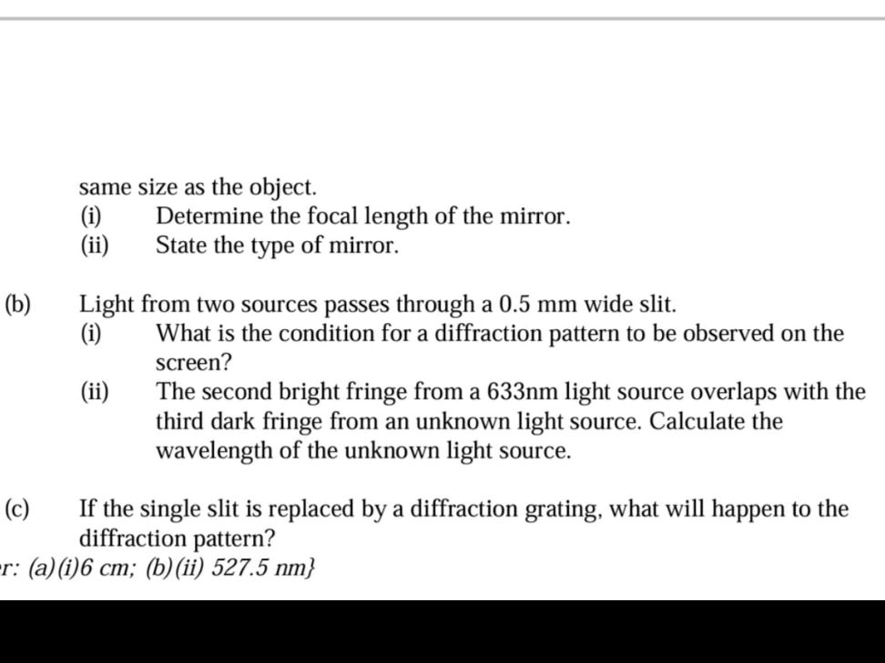 (i) Determine the focal length of the | StudyX