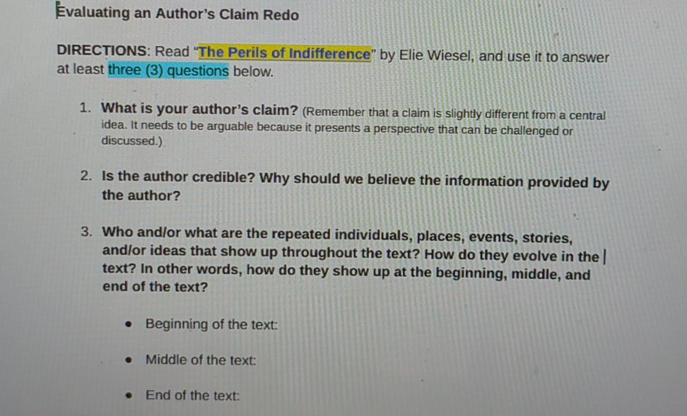 DIRECTIONS: Read "The Perils of | StudyX