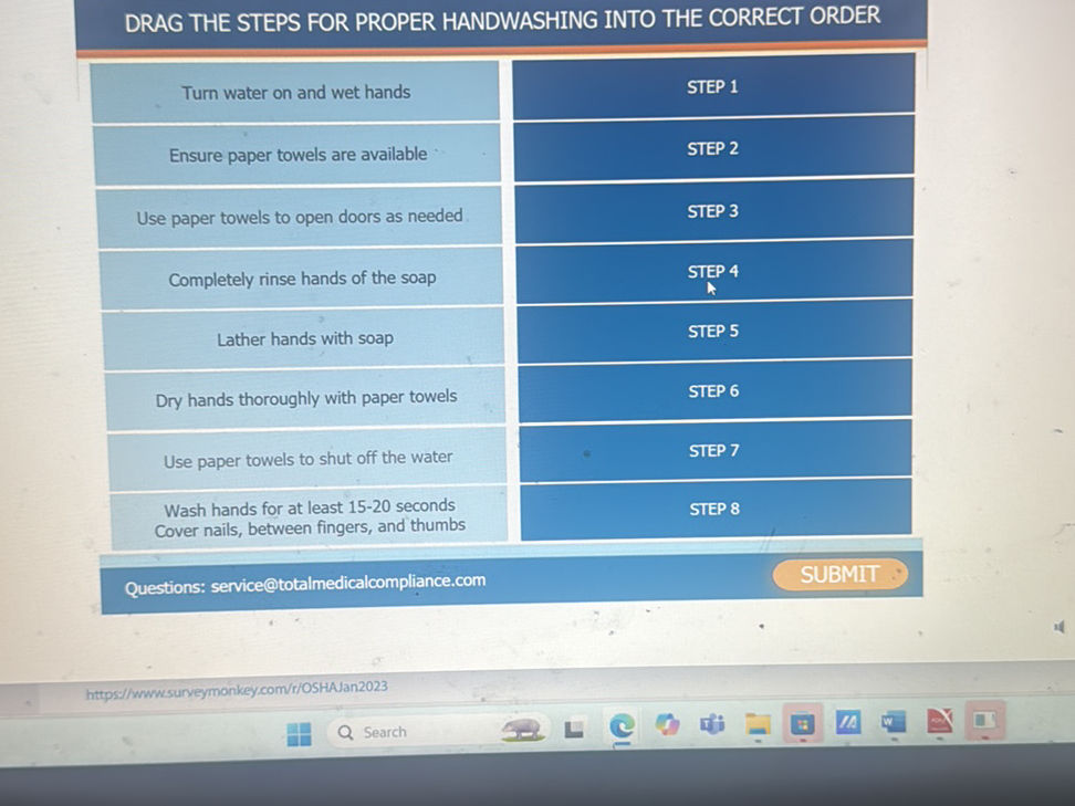 DRAG THE STEPS FOR PROPER HANDWASHING INTO | StudyX