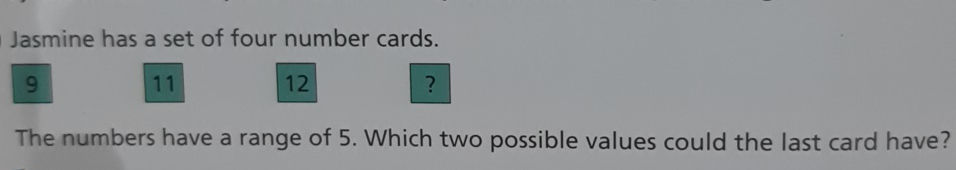 Jasmine has a set of four number cards. 9 | StudyX