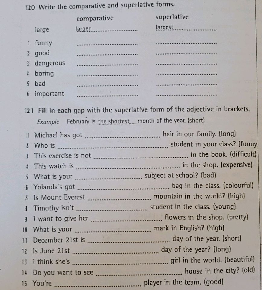 120 Write the comparative and superlative | StudyX