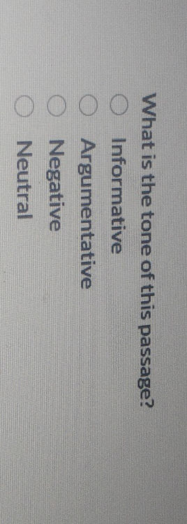 What is the tone of this passage? | StudyX