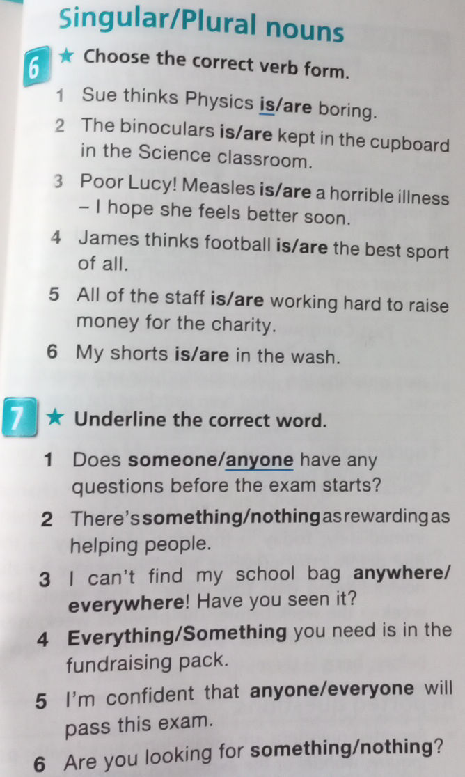 Singular/Plural nouns ★ Choose the correct | StudyX