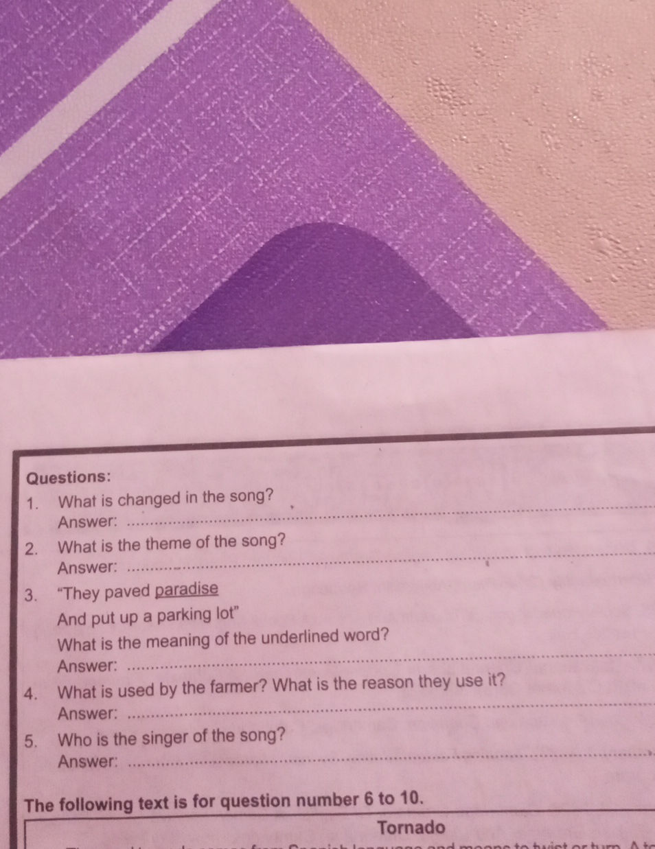 Questions: 1. What is changed in the song? | StudyX