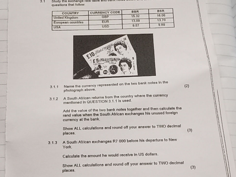 3. 1 Study the exchange rate table and bank | StudyX