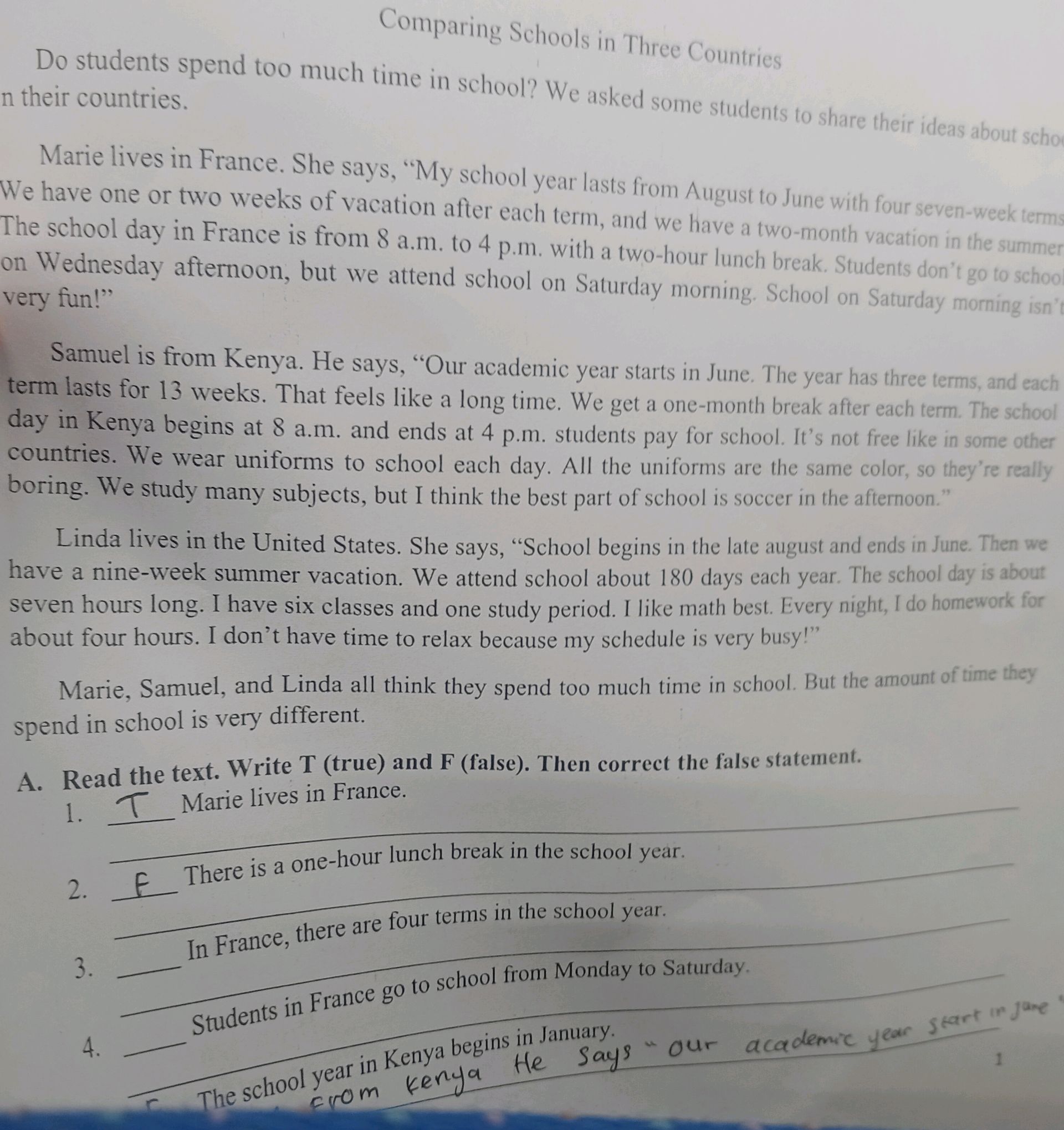 A. Read the text. Write T (true) and F | StudyX