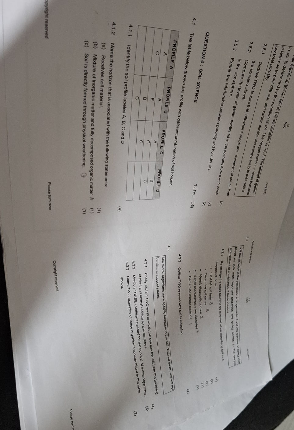 4. QUESTION 4: SOIL SCIENCE The table | StudyX