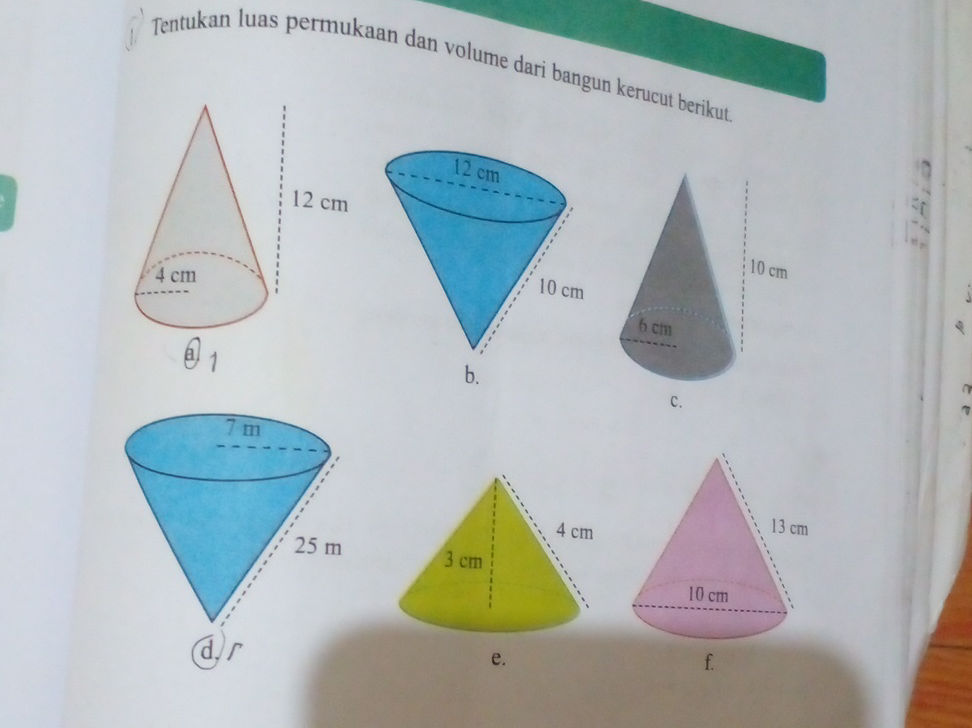 Tentukan luas permukaan dan volume dari | StudyX
