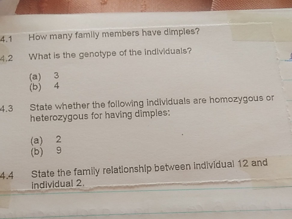 4.1 How many family members have dimples? | StudyX