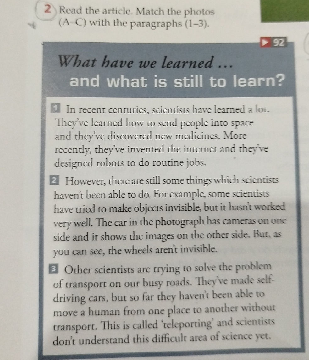 Read the article. Match the photos (A-C) | StudyX