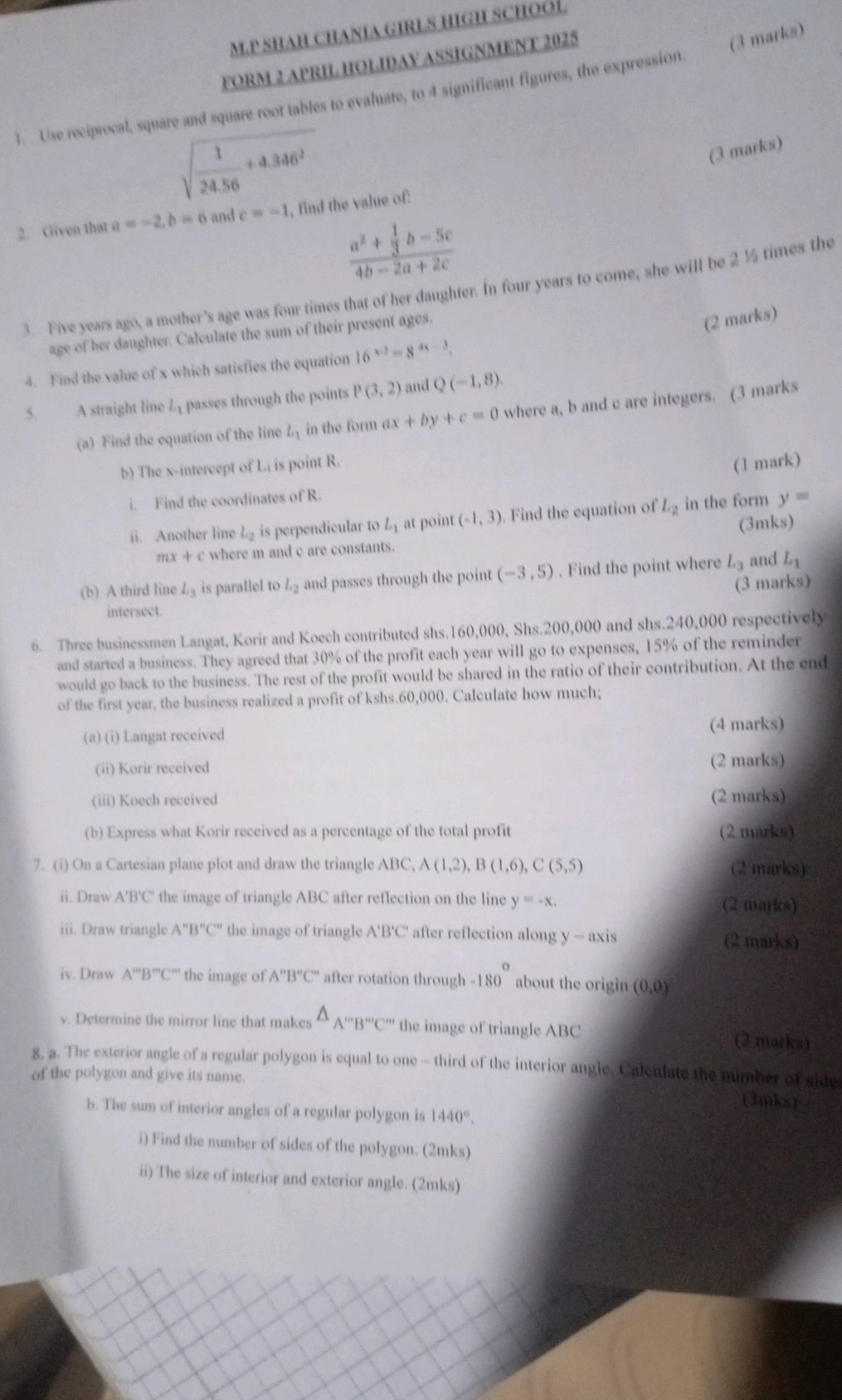 1. Use reciprocal, square and square root | StudyX