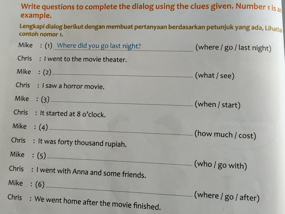 Write questions to complete the dialog using | StudyX