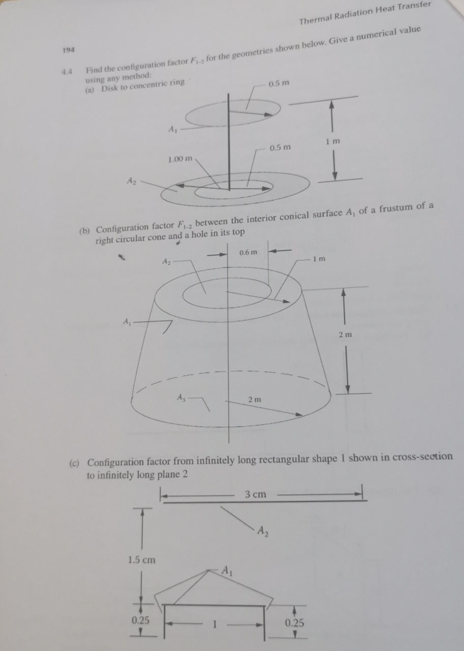 Find the configuration factor $F_{1-2}$ for | StudyX