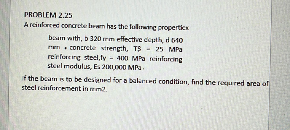 A reinforced concrete beam has the following | StudyX