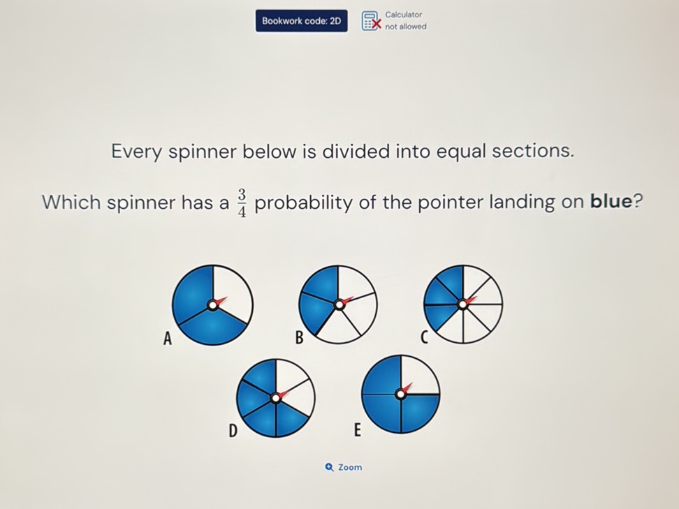 Every spinner below is divided into equal | StudyX