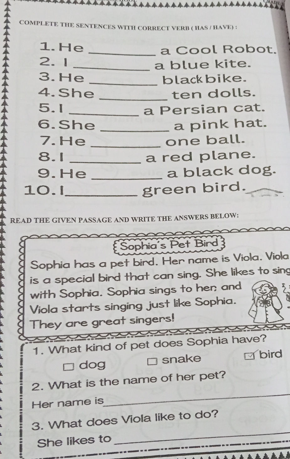 COMPLETE THE SENTENCES WITH CORRECT VERB | StudyX