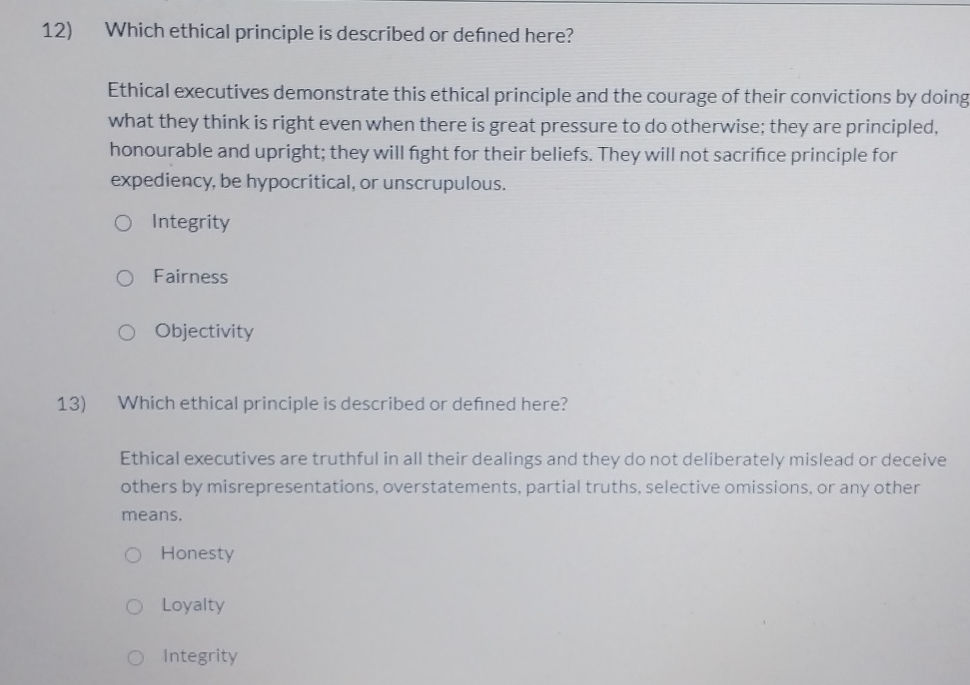 12) Which ethical principle is described or | StudyX