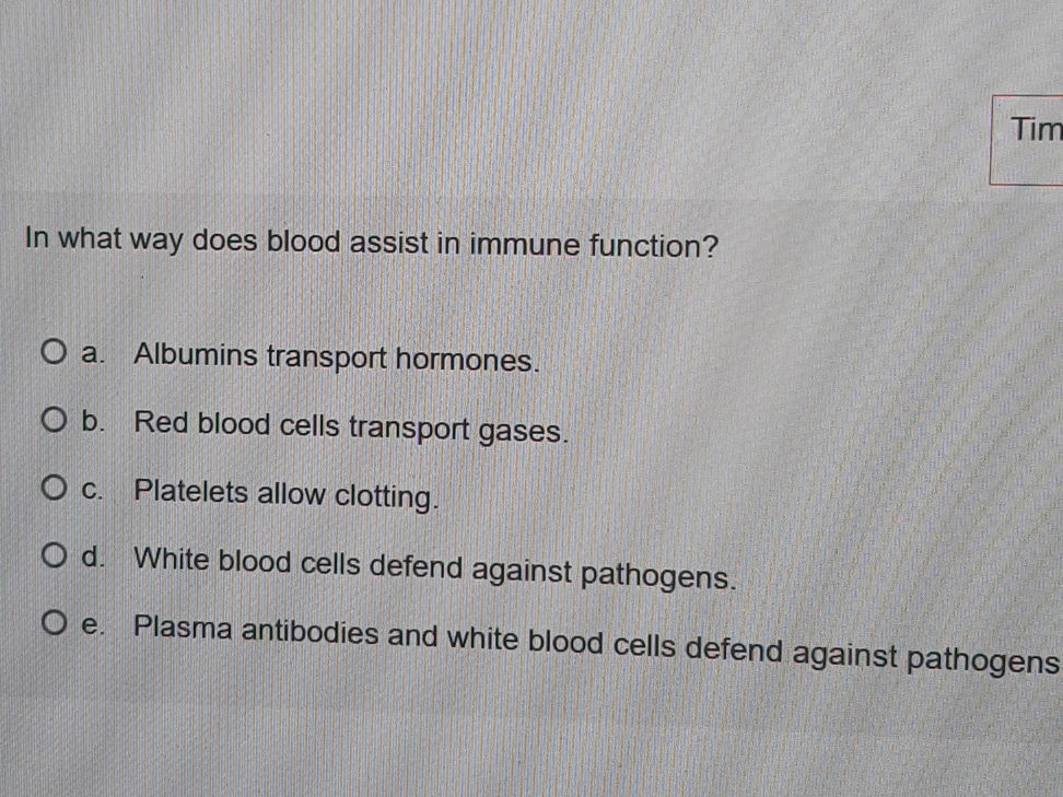 In what way does blood assist in immune