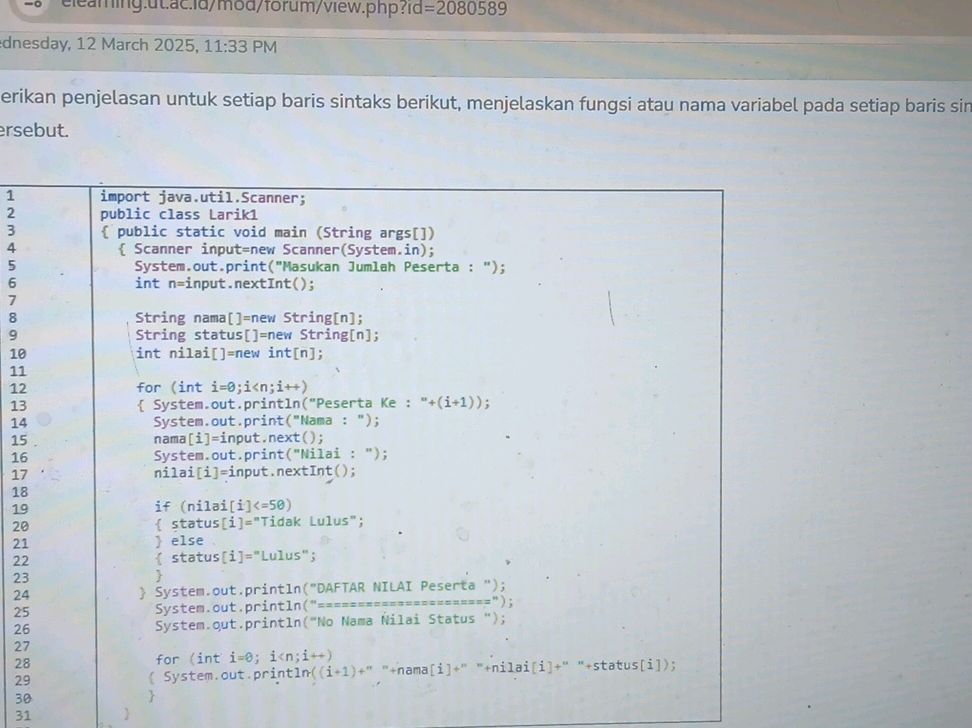 Jelaskan fungsi atau nama variabel pada | StudyX