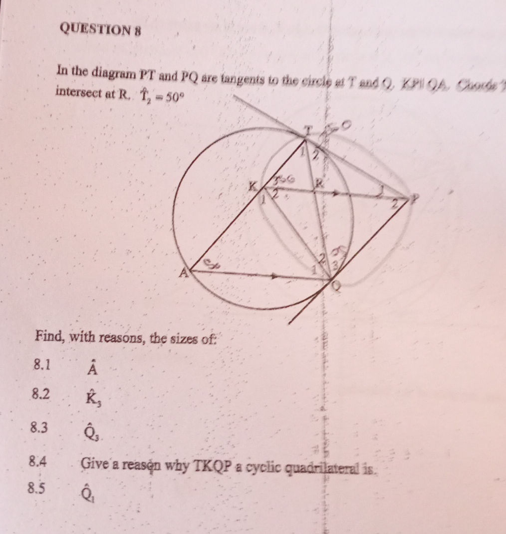 In the diagram PT and PQ are tangents to the | StudyX